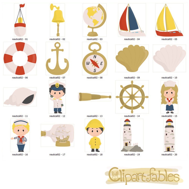 Cute NAUTICAL Clipart, Yacht, Sailor Kids, Sailing, Lighthouse, Ocean ...