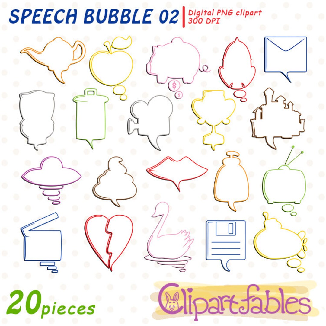 SPEECH BUBBLE Clipart, Colorful Text Bubbles, Comic, Chat, Talk Bubbles ...