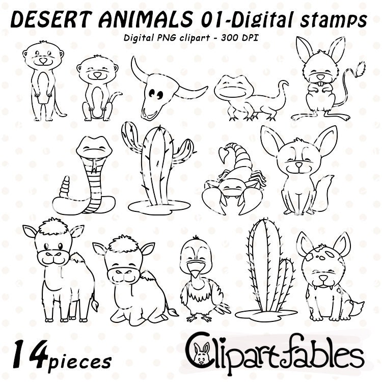 Desert Animals Clipart Black And White Free