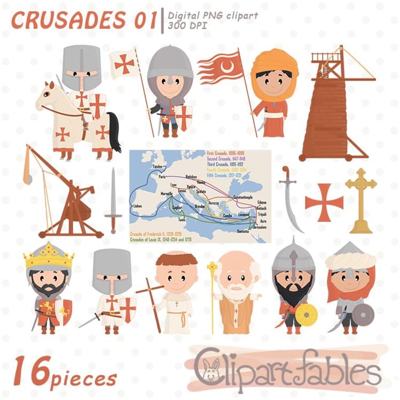 CRUSADES Clipart, European History, Dark Ages Illustrations - Medieval ...