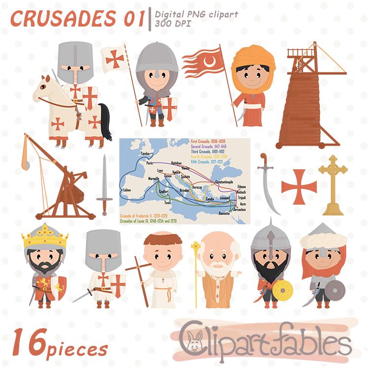 CRUSADES Clipart, European History, Dark Ages Illustrations - Medieval ...