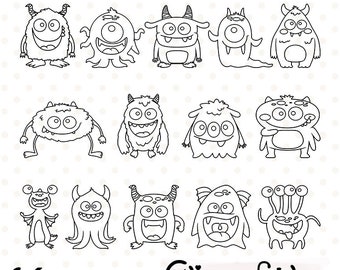 Cute Monster Outline Printable