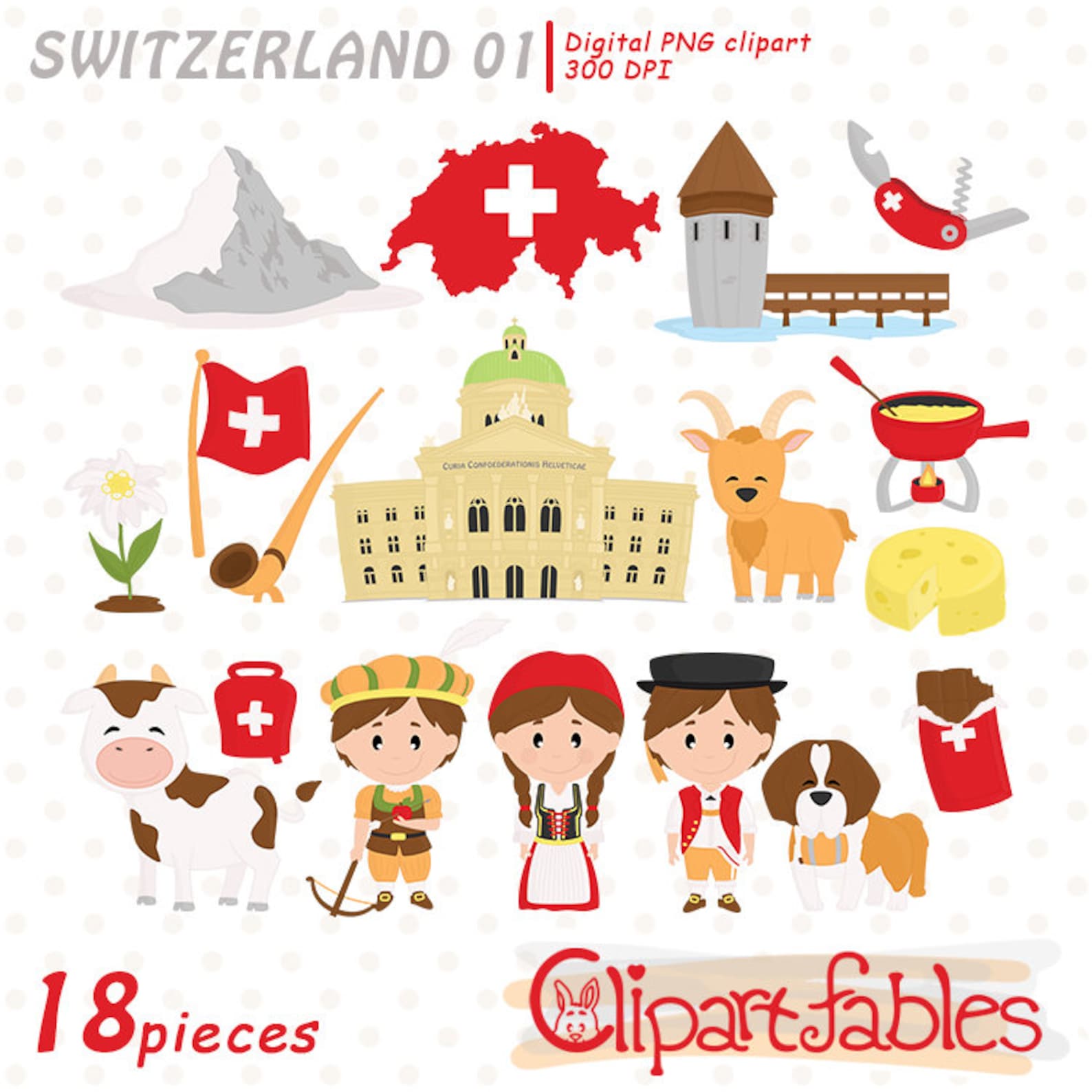 SWITZERLAND Clipart Europe Clip Art Swiss Kids Matterhorn - Etsy India