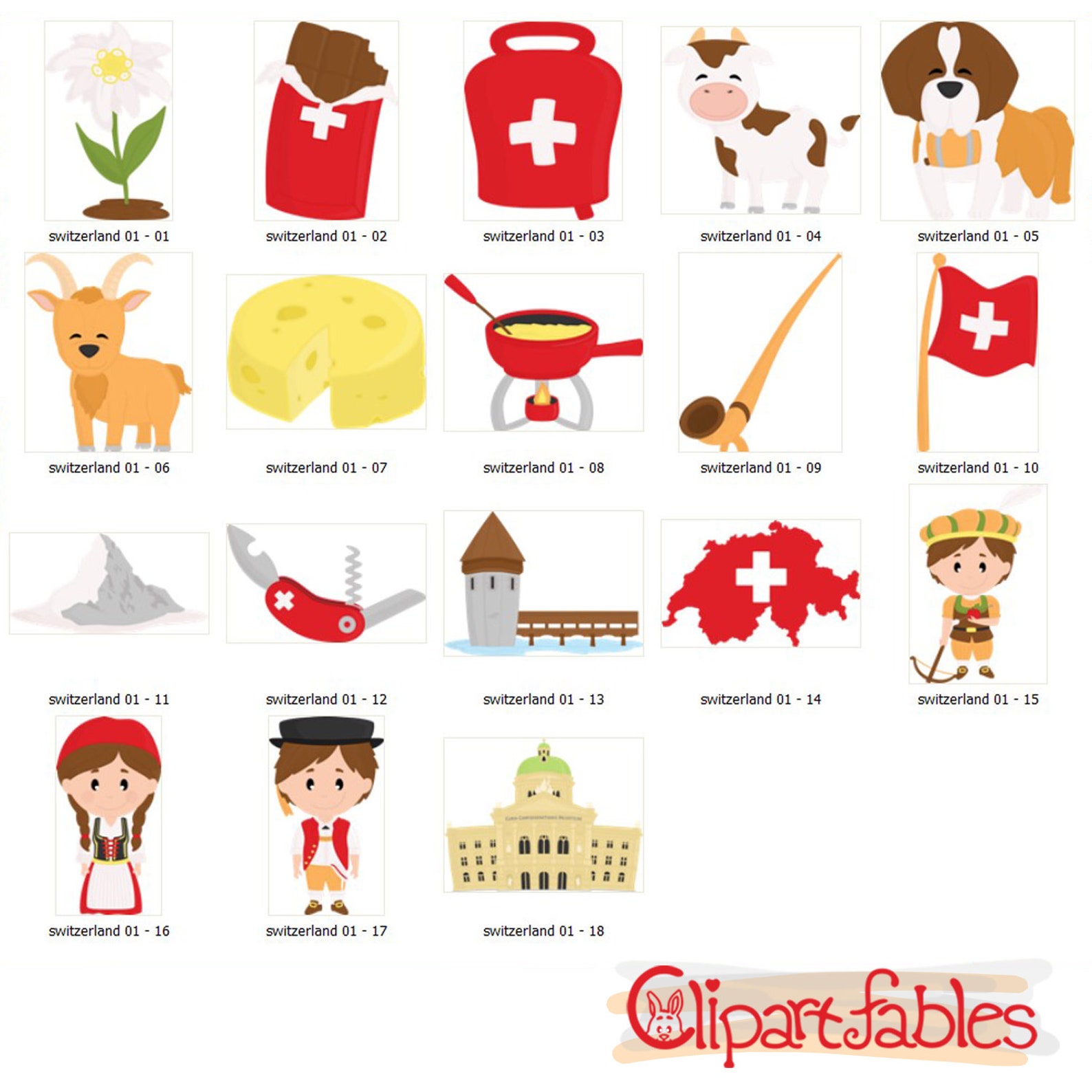 SWITZERLAND Clipart Europe Clip Art Swiss Kids Matterhorn | Etsy