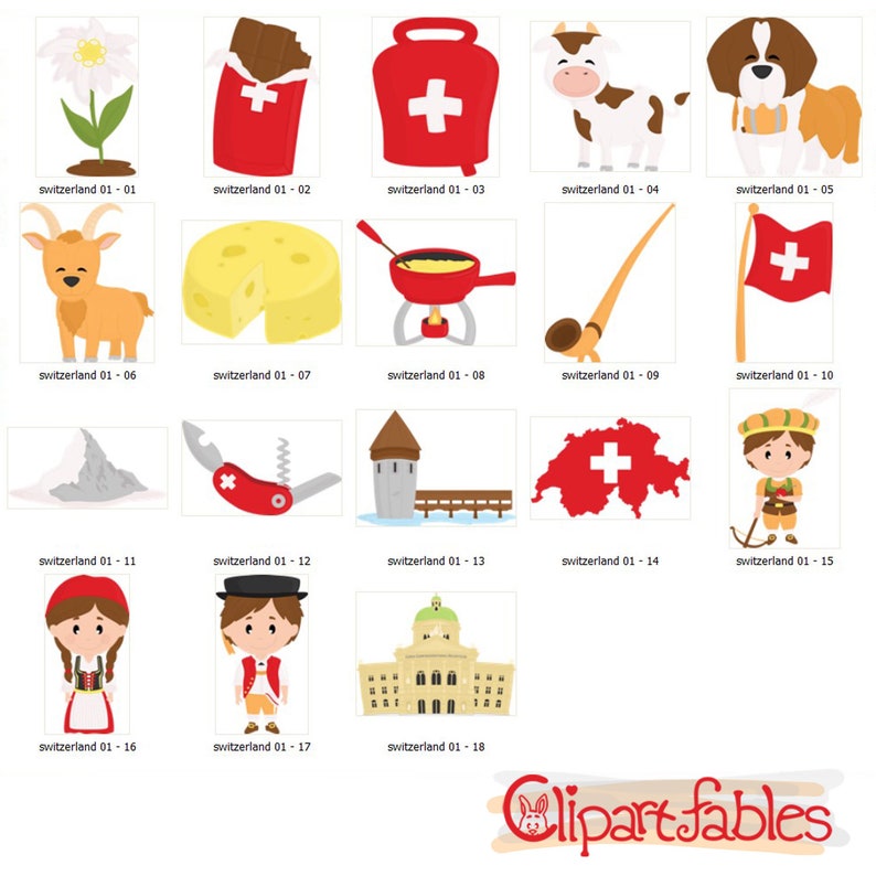 SWITZERLAND Clipart Europe Clip Art Swiss Kids Matterhorn - Etsy