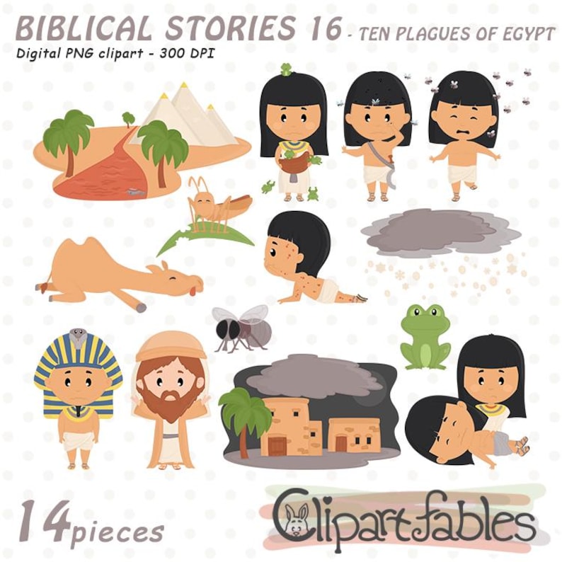 TEN PLAGUES of Egypt Clipart, Holy Bible, Christian Story, Instant ...