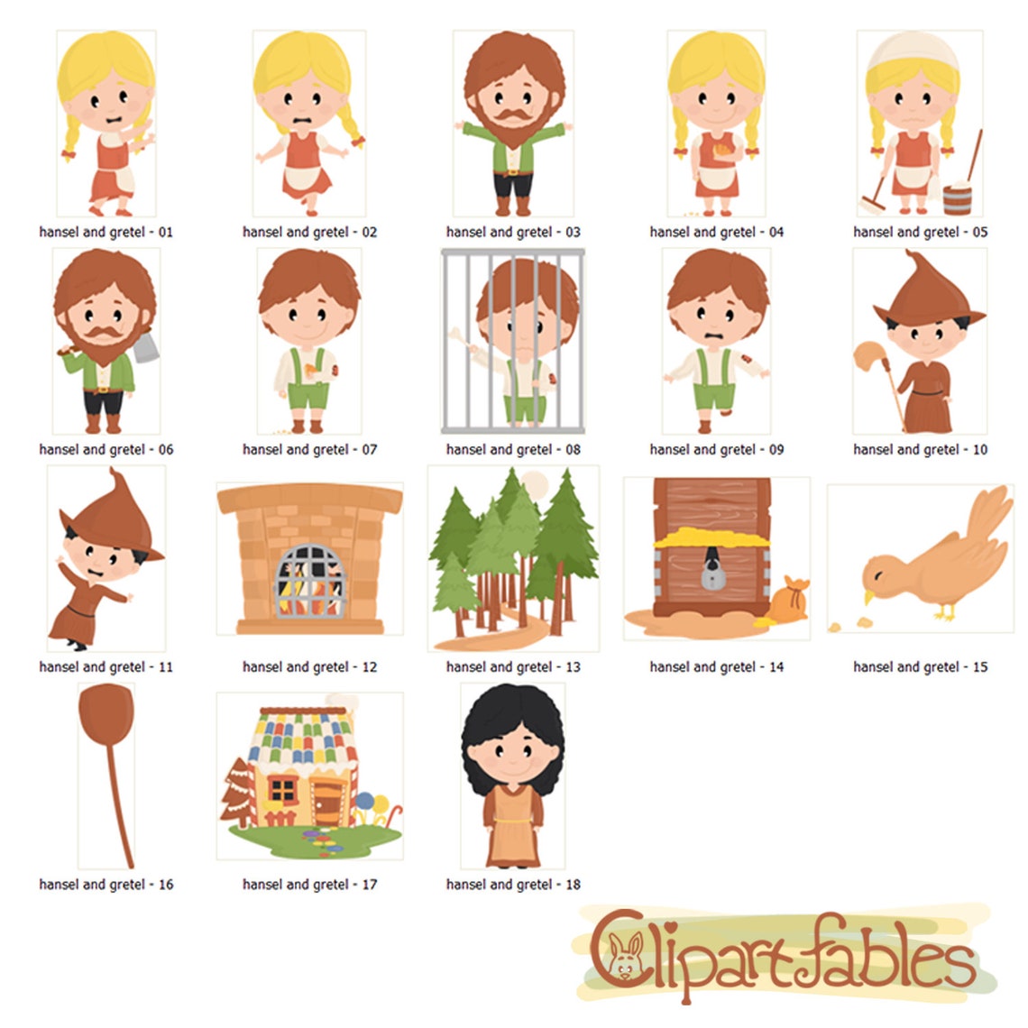 HANSEL AND GRETEL Clipart, Children's Story, Candy House, Grimm Tale ...