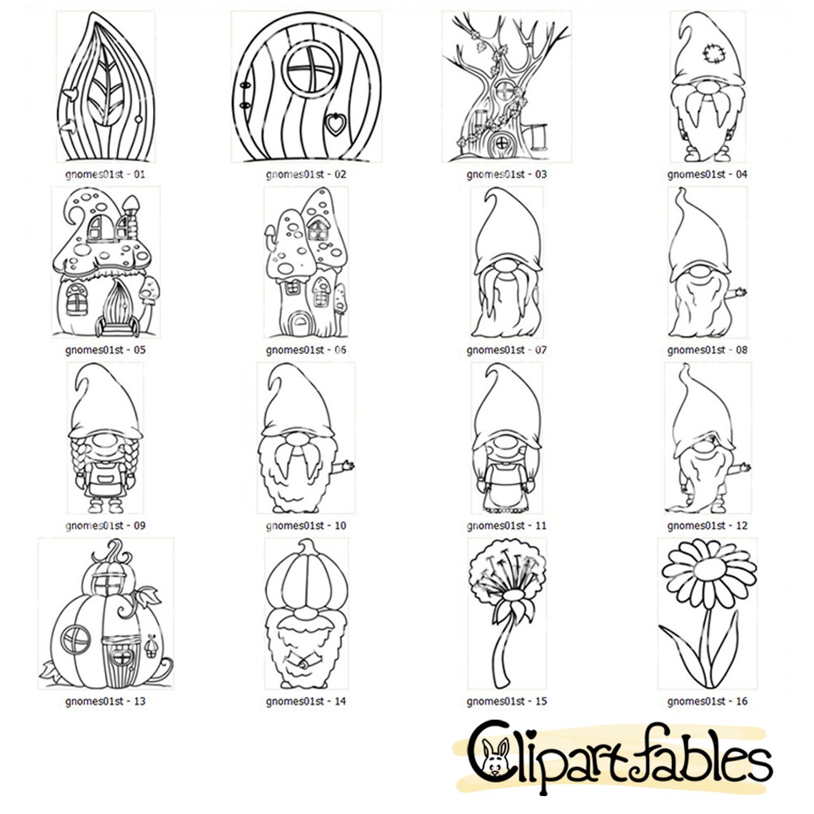 GNOME DIGITAL STAMPS, Woodland Stamp, Forest Gnomes, Cute Mushroom ...