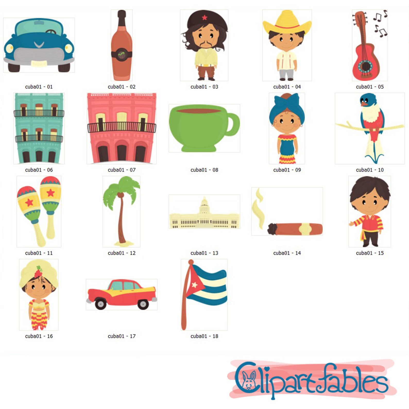 CUBA Clipart Colorful Havana Salsa Music Cute Dancer Kids | Etsy