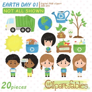 EARTH DAY Clipart, Cute Recycle Clip Art, Environmental Kids, Save the ...