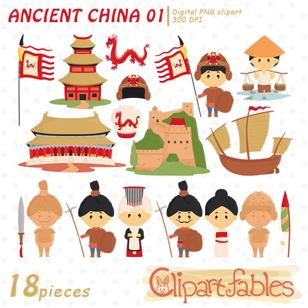 Cute ANCIENT CHINA Clipart, Chinese History, Terracotta Army Design ...