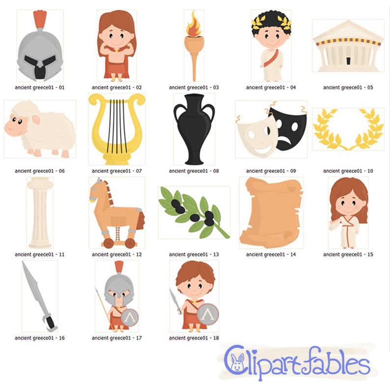 Cute ANCIENT GREECE Clipart, Travel Clip Art, Sparta, King Leonidas ...