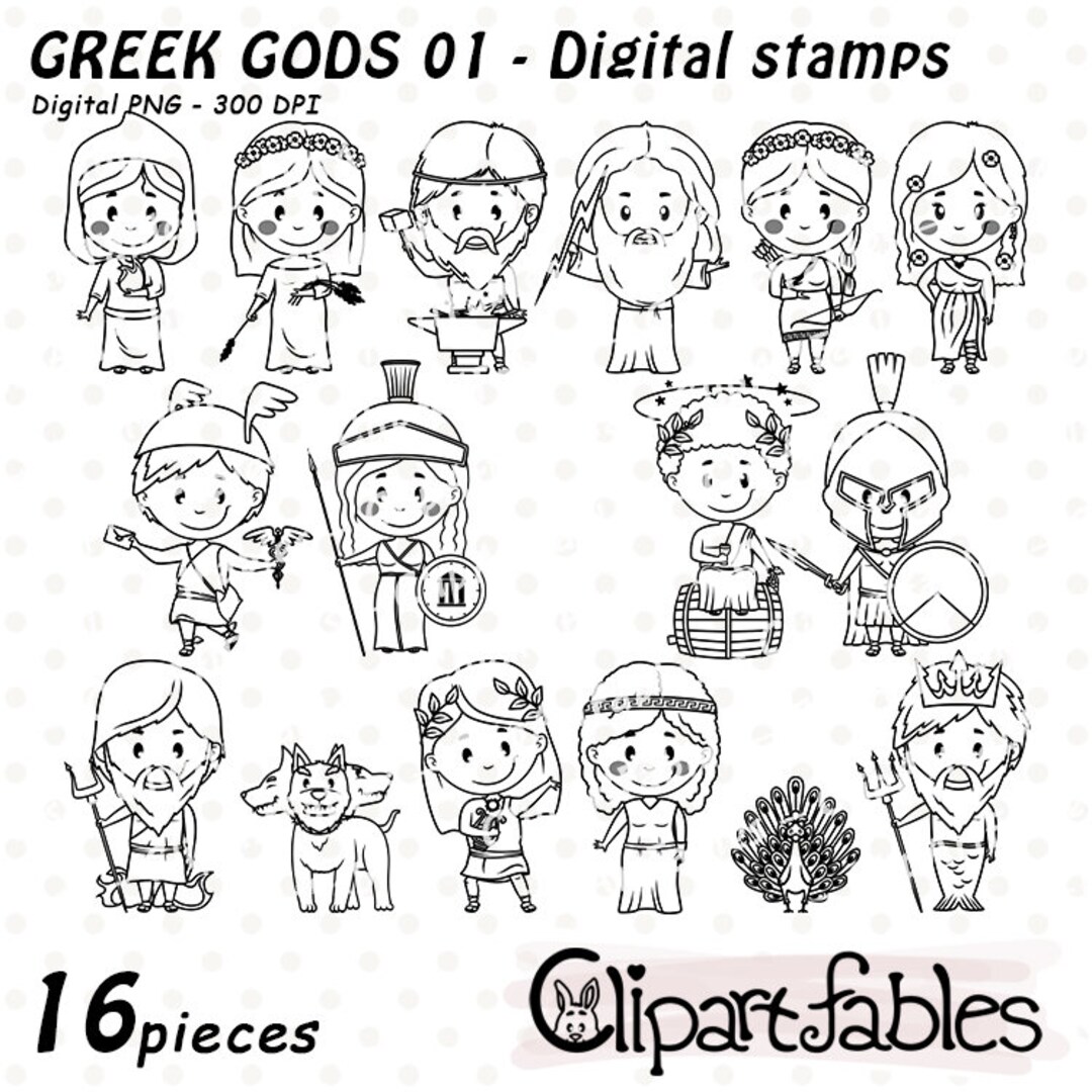 GREEK GODS Digital Stamps, Ancient Greece, Immortal, Greek Religion ...