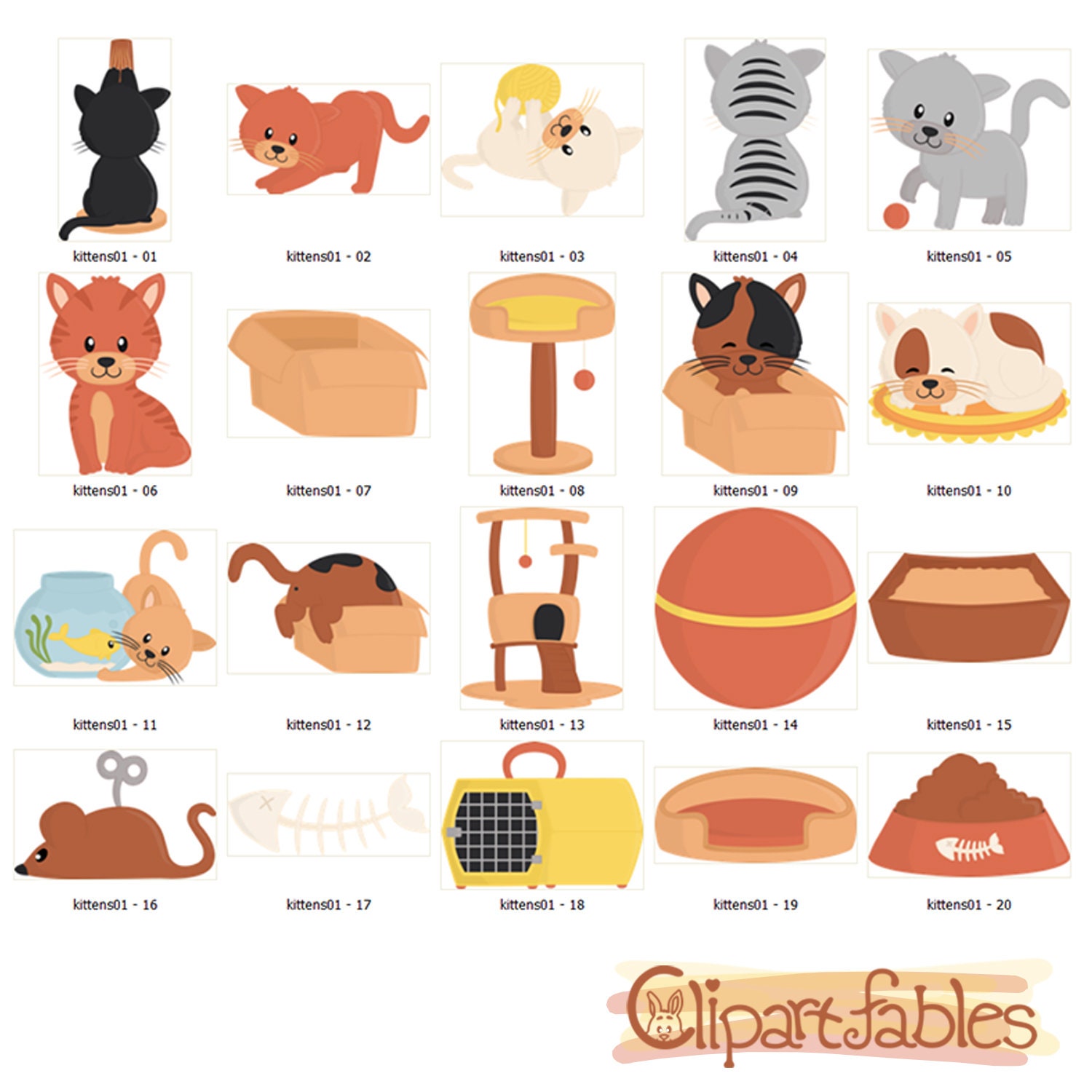 KITTEN Clipart, Cute Cat Clip Art, Kitty, Kitties, Digital Clipart ...