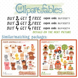 FARM Animals Clipart, Barnyard Clip Art, Cute Sheep, Horse, Donkey Clip ...