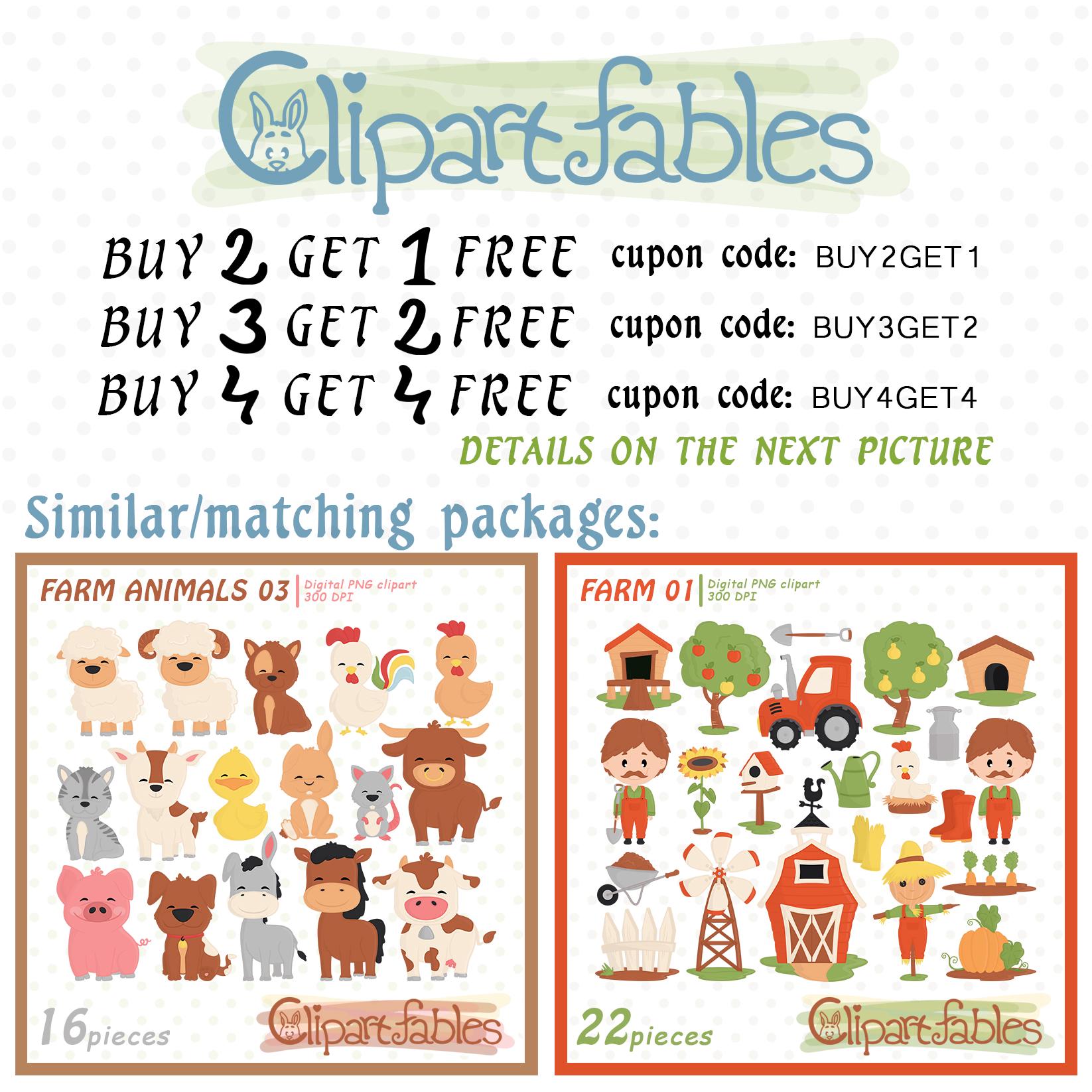 FARM Animals Clipart, Barnyard Clip Art, Cute Sheep, Horse, Donkey Clip ...