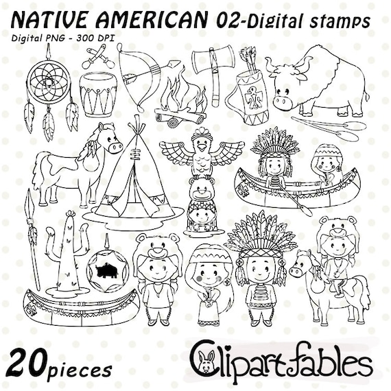Native American Clip Art Black And White For Kids