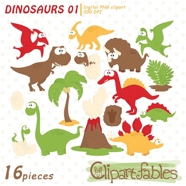 Cute Dinosaur Friends Clipart - Etsy