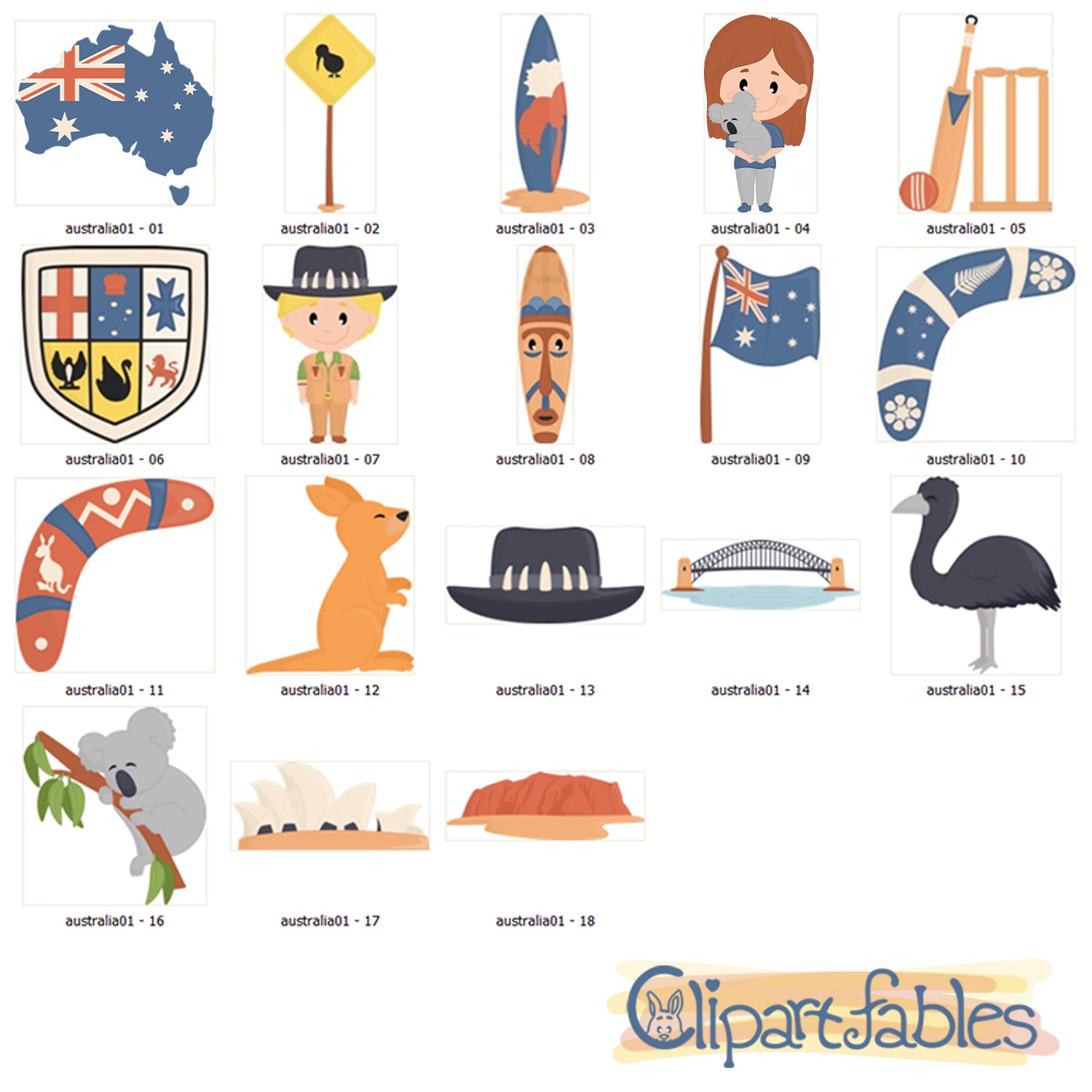 Cute AUSTRALIA Clipart, Australian Animals, Oceania, Symbols of ...