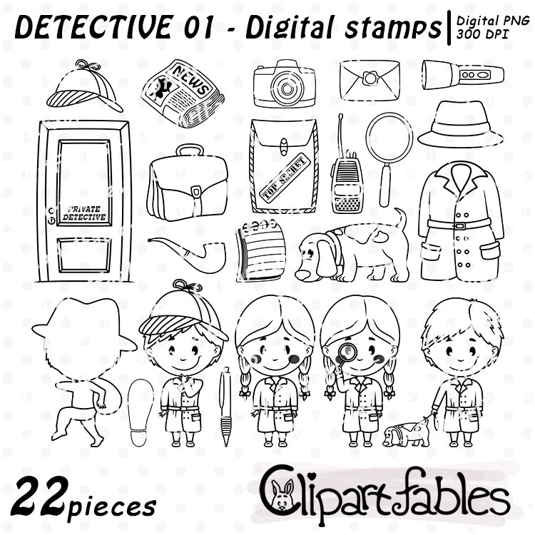 Detective Clip Art Black And White