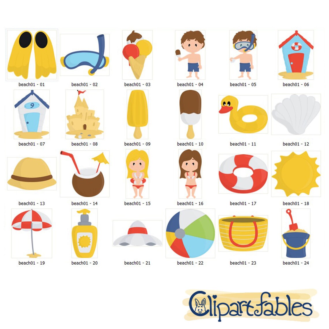 Cute BEACH Clipart, SUMMER Vacation, Beach Fun Time, Happy Kids at the ...