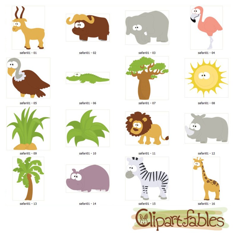 SAFARI Friends Clipart, Jungle Safari Clip Art, African Clipart, Safari ...