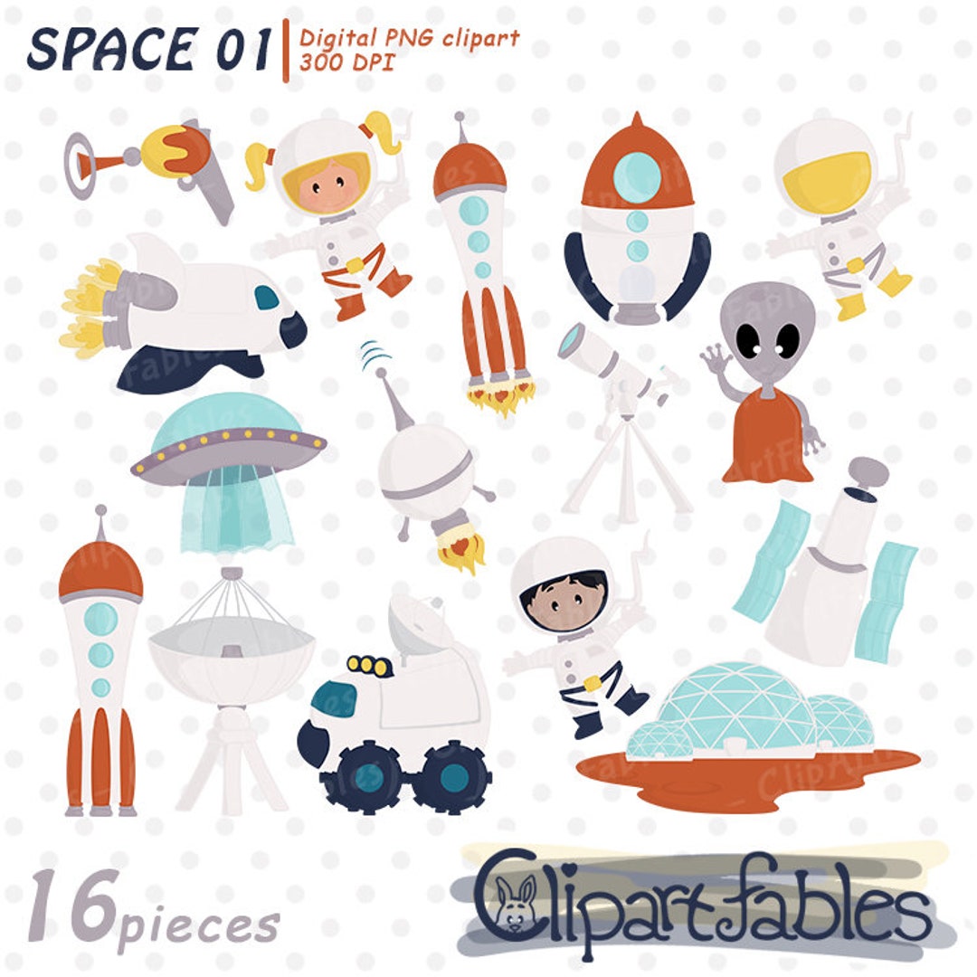Cute Outer SPACE Clipart, Astronaut Clip Art, Happy Kids, Space Clipart ...