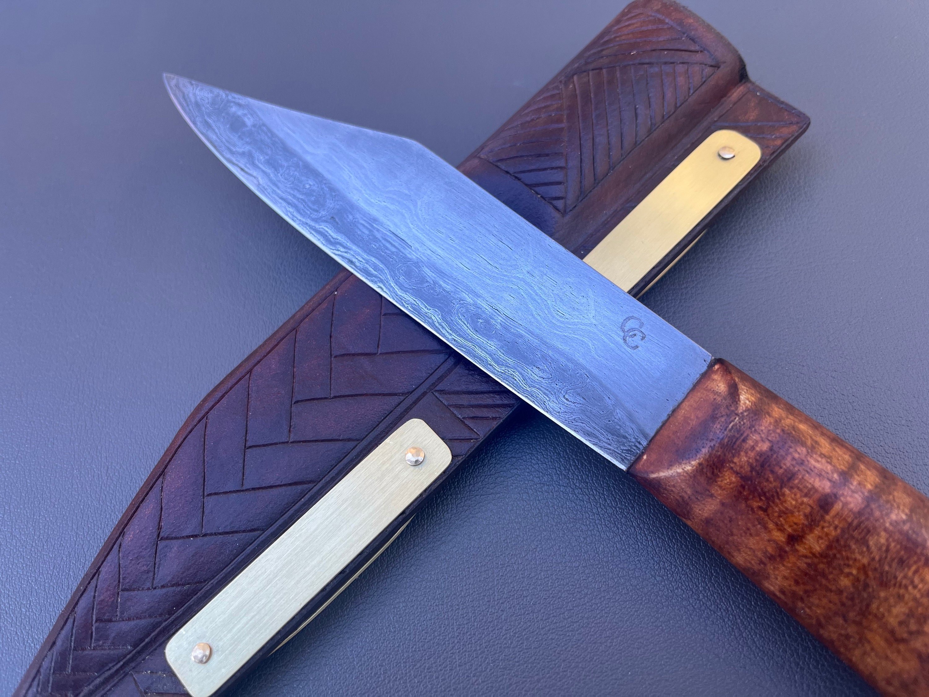 Broken Back Seax Knife Hearth Steel and Curly Maple - Etsy