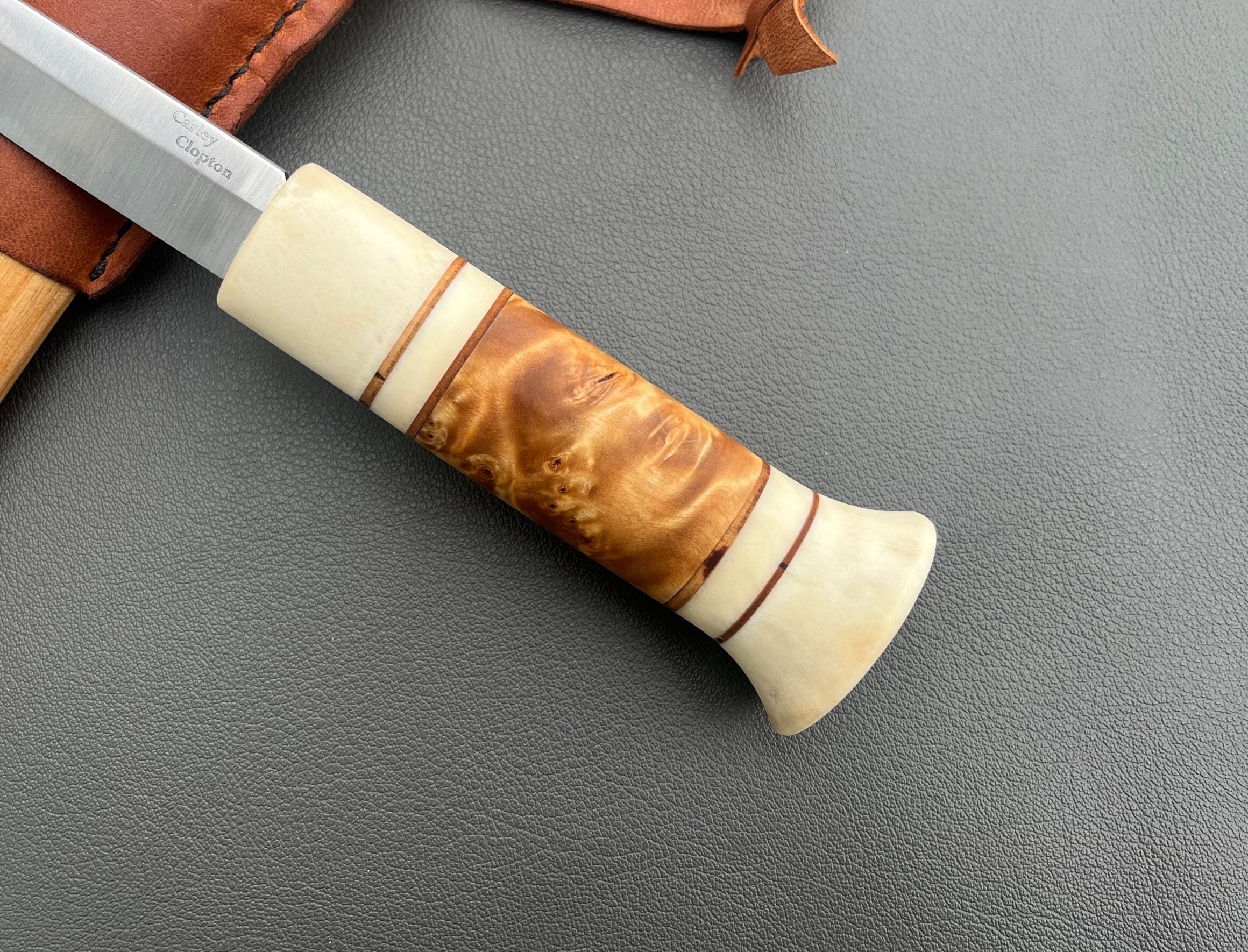 Sami Style Puukko Knife, Antler and Birch Burl Handle With Traditional ...