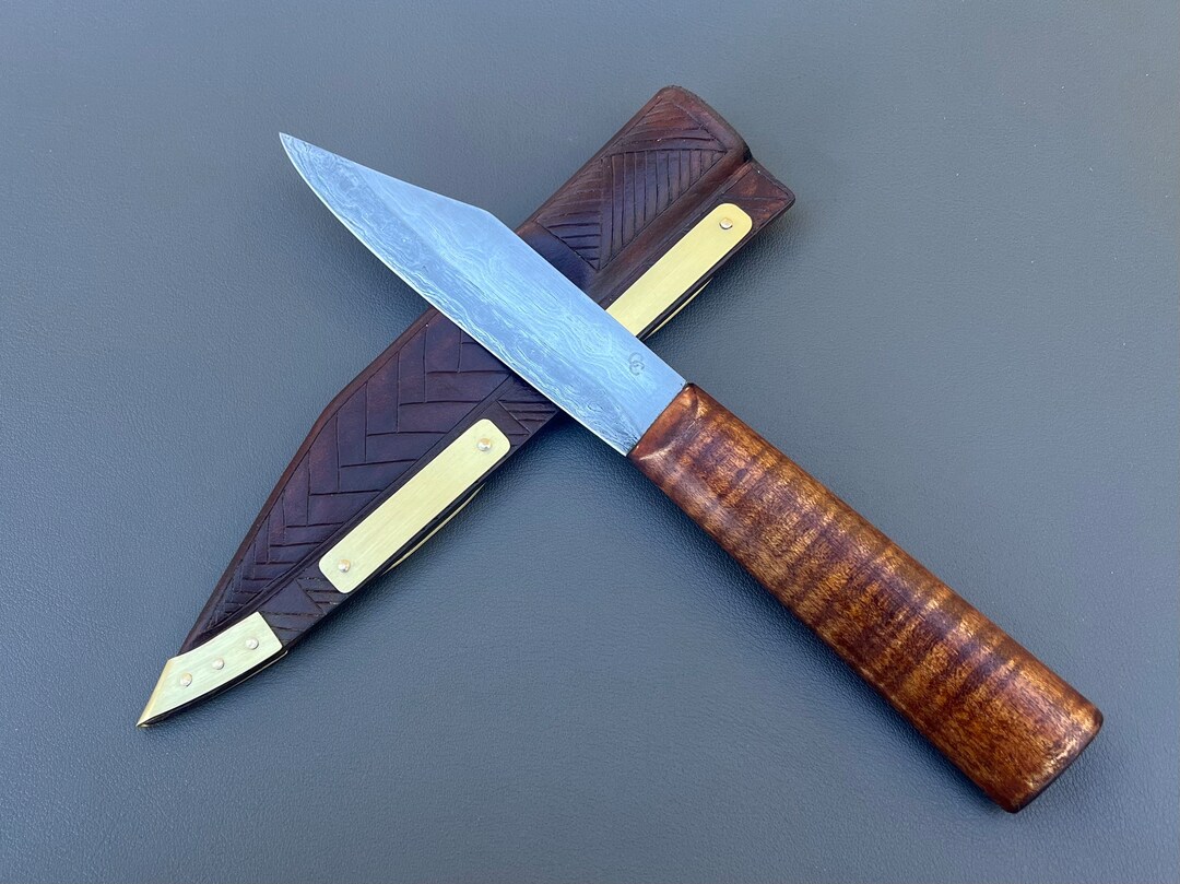 Broken Back Seax Knife Hearth Steel and Curly Maple - Etsy