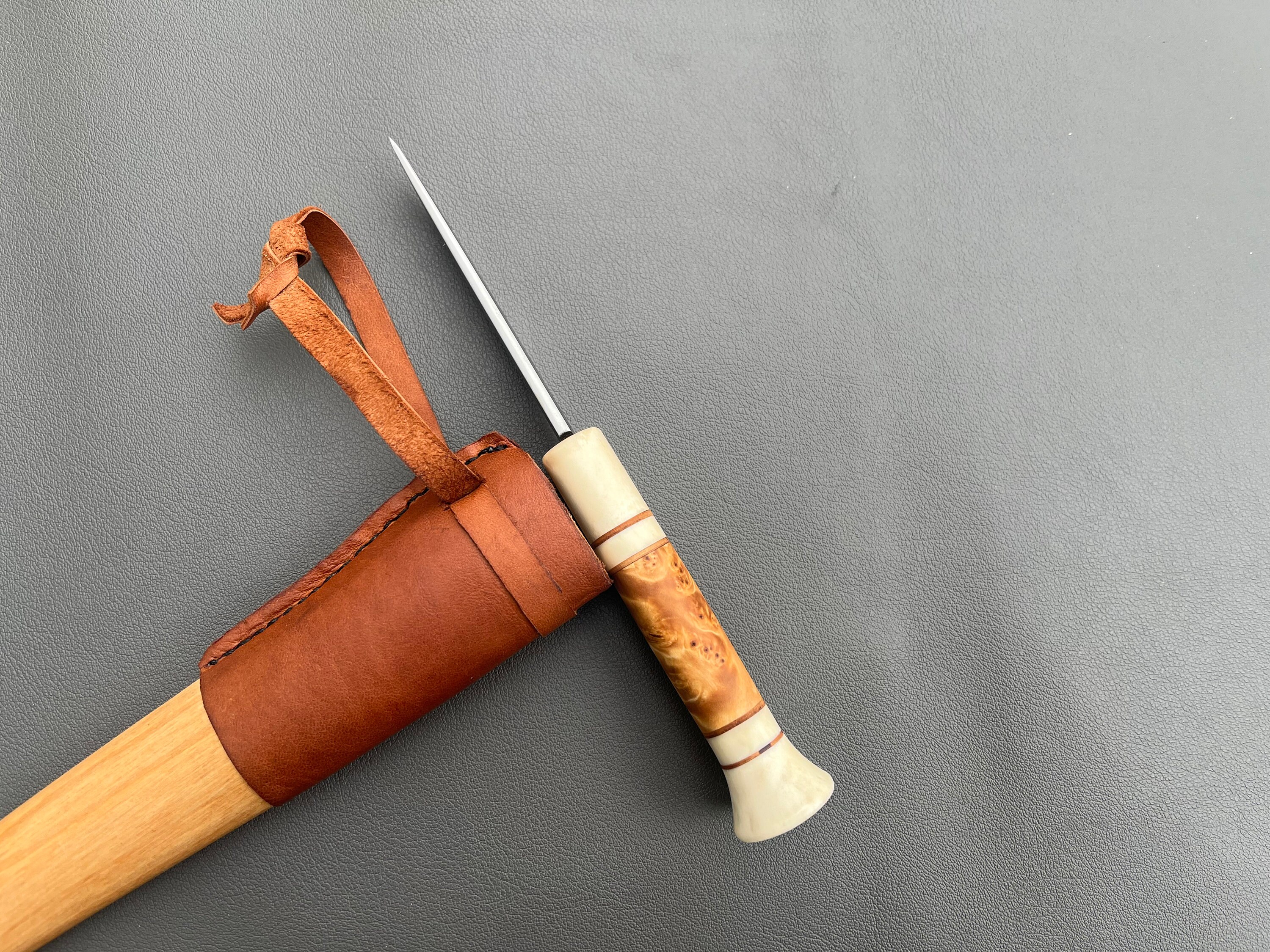 Sami Style Puukko Knife, Antler and Birch Burl Handle With Traditional ...
