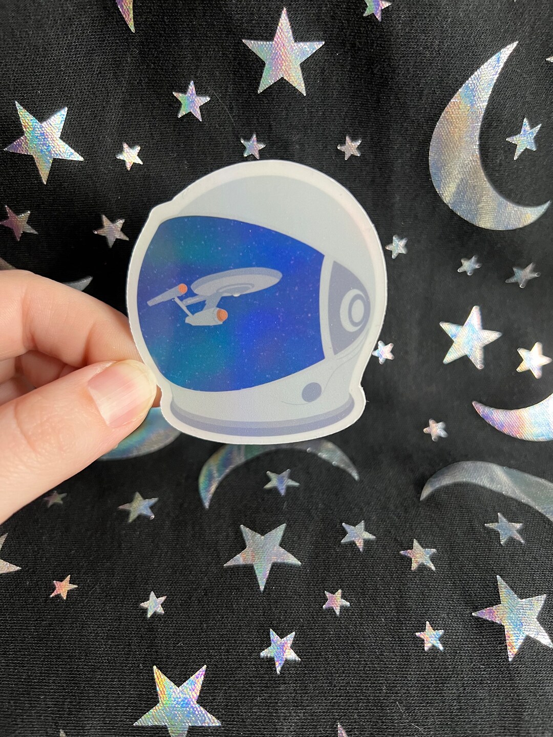 Starship Enterprise Astronaut Helmet Holographic Sticker - Etsy