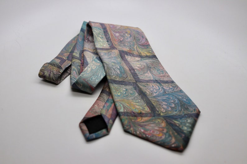 Vintage Hand Marbled Silk Tie Michael Kensinger Imported - Etsy