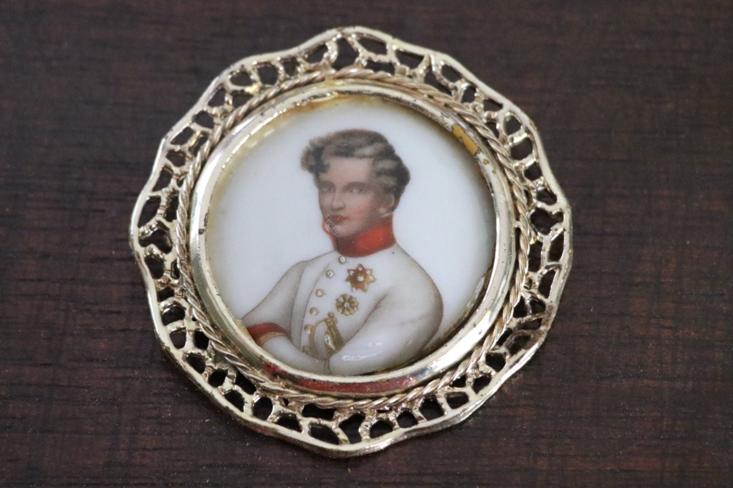 RARE Vintage Hand-painted Napolean II Limoges Brooch Pendant, Made in ...