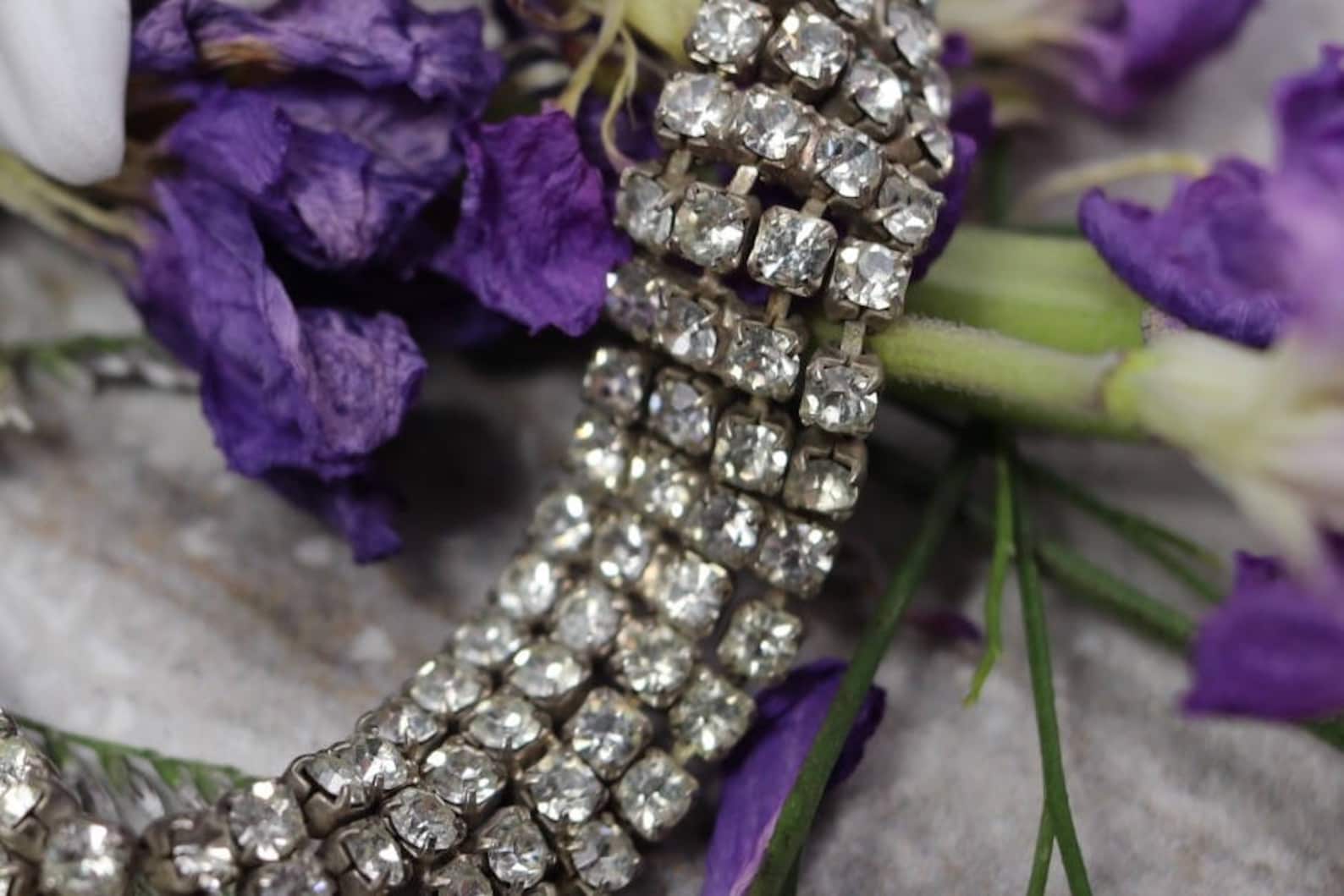 Vintage 4 Row Rhinestone Bracelet Silver Tone Setting | Etsy