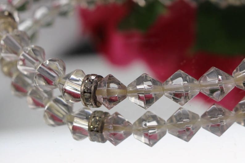 Vintage clear bead bracelet channel set rhinestone bracelet | Etsy