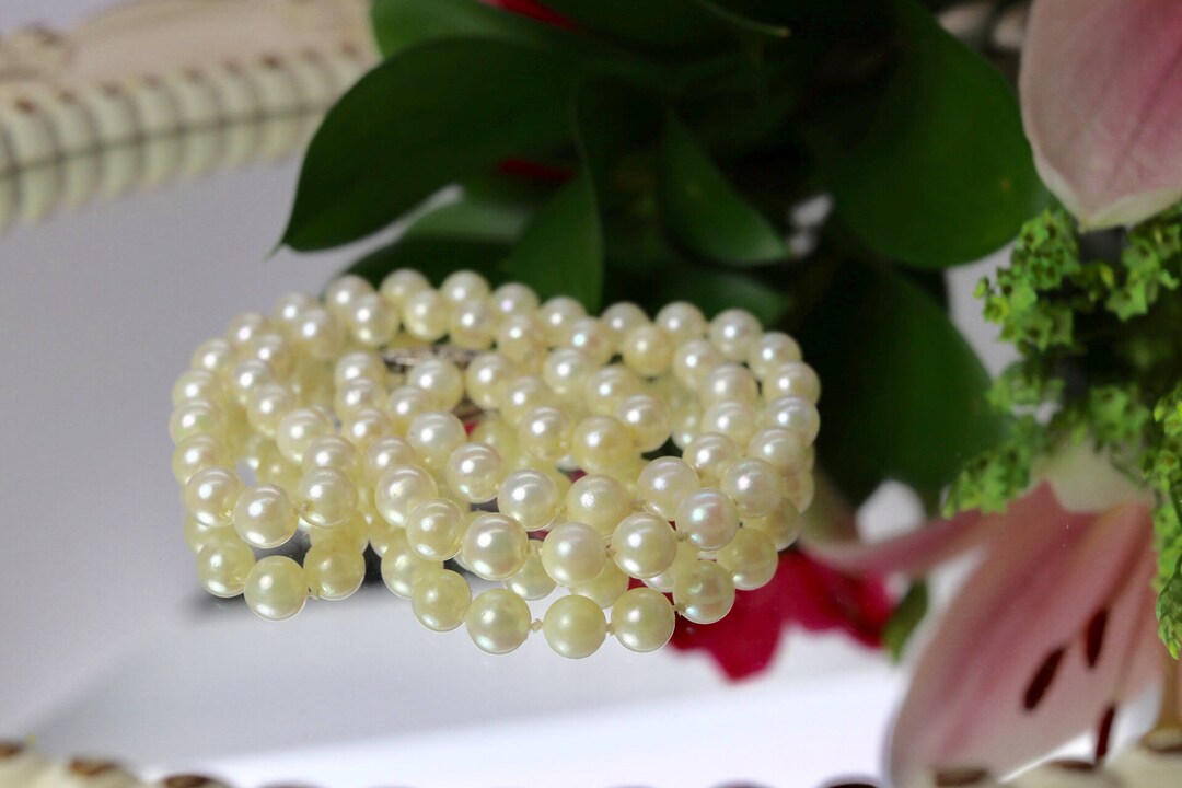 Vintage Marvella Pearl Necklace, 20” Long, Cream Faux Pearl ...