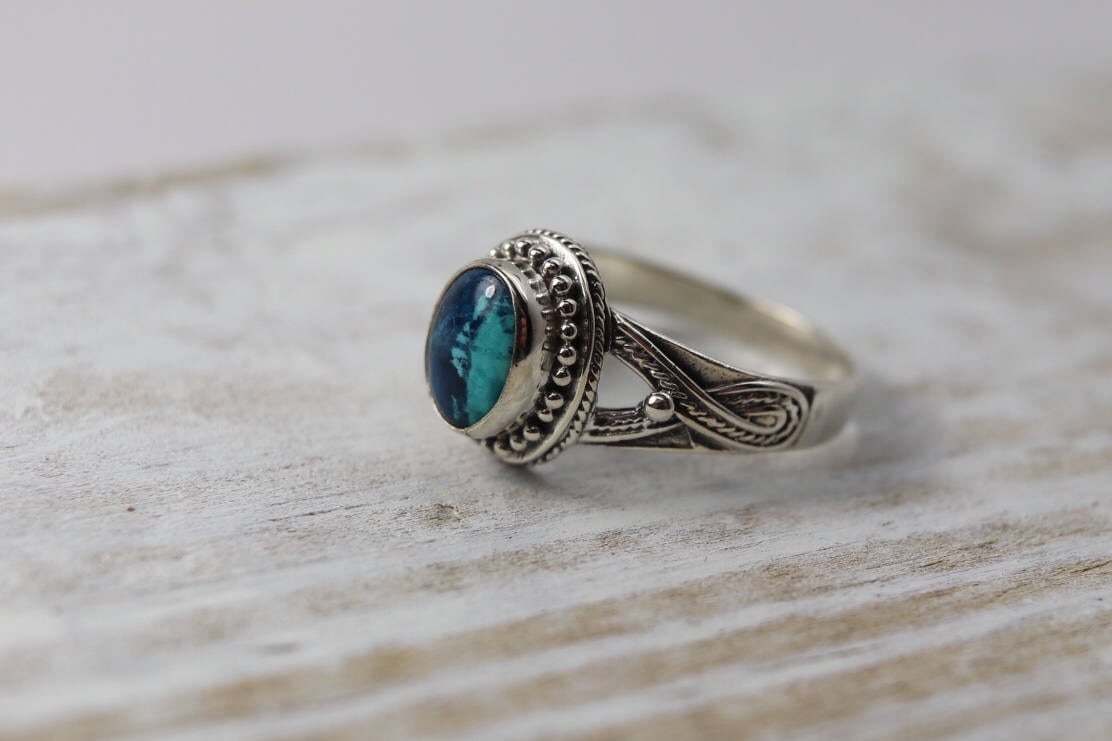Vintage Sterling Blue Howlite Ring, Size 10, Turquoise Colored Estate ...