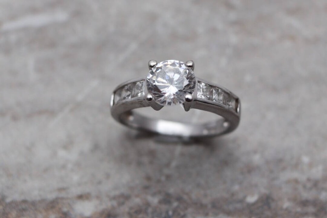 Vintage Sterling Silver CZ Ring, 1.3 Ct Cubic Zirconia, Size 8 ...