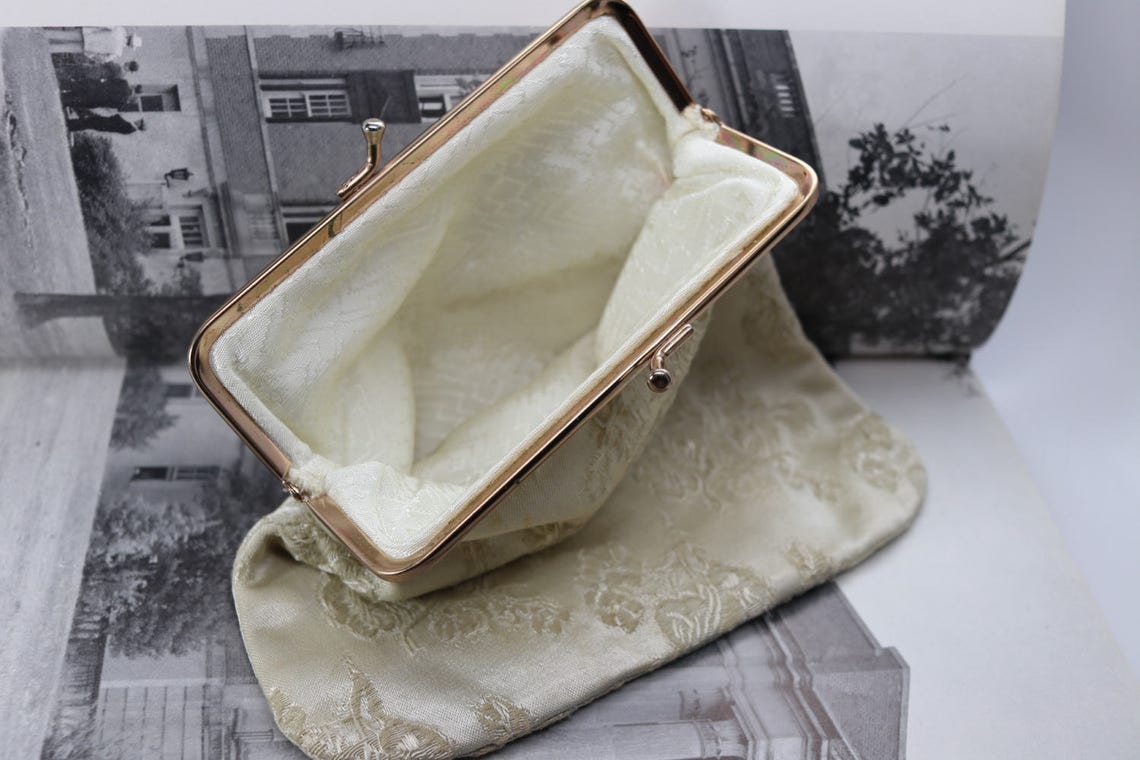 Vintage Ecru Clutch Purse, Evening Clutch, Floral Fabric Clutch, Prom ...