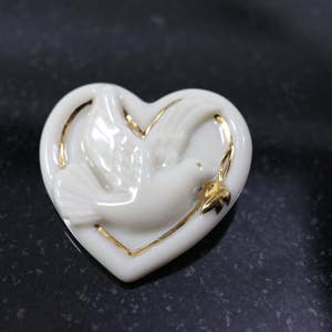 Vintage Lenox Heart & Dove Brooch Pin, Original Box, Signed, Gold ...