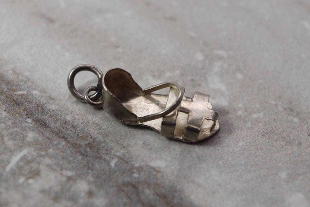 Vintage Sterling Summer Sandal Charm, 3D Sterling Silver Charm, Made in ...