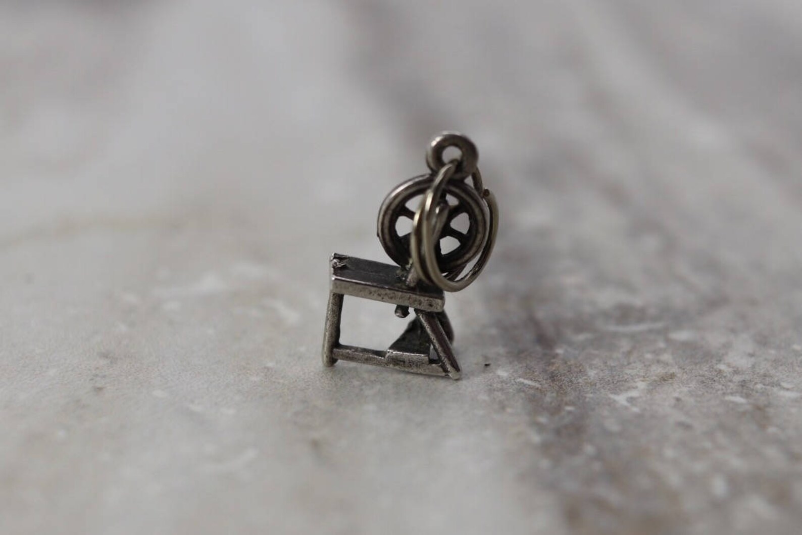 1970s Spinning Wheel Charm, Sterling Silver Charm, 3 Dimensional Charm ...