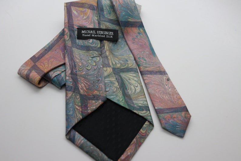 Vintage Hand Marbled Silk Tie Michael Kensinger Imported - Etsy
