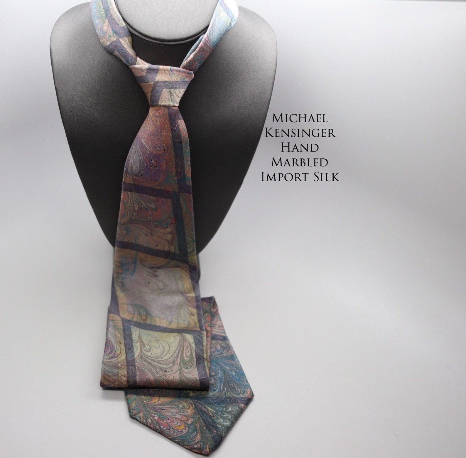 Vintage Hand Marbled Silk Tie Michael Kensinger Imported - Etsy