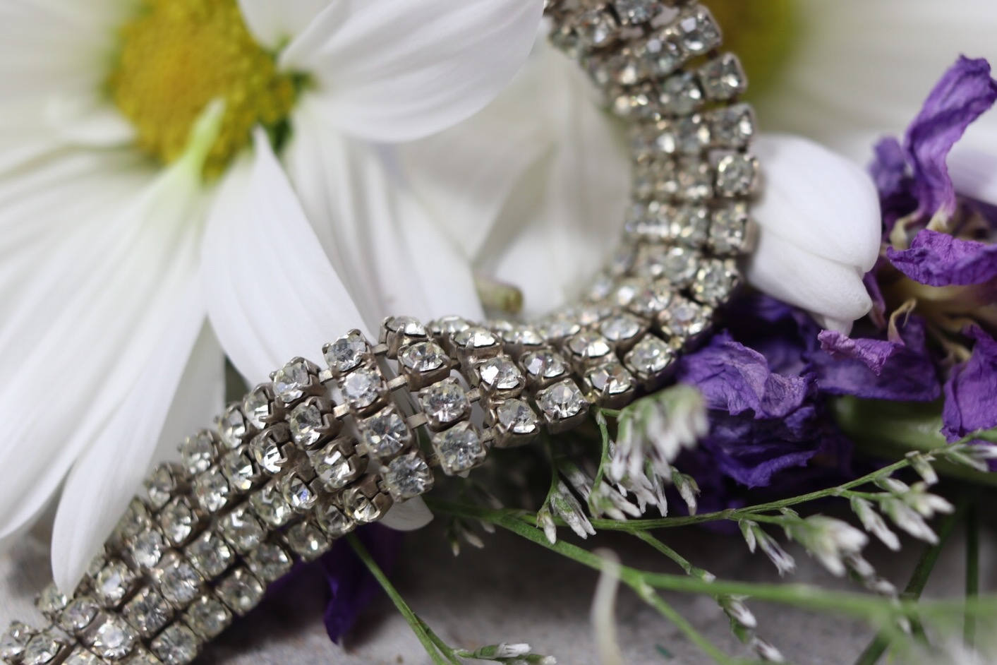 Vintage 4 Row Rhinestone Bracelet Silver Tone Setting | Etsy