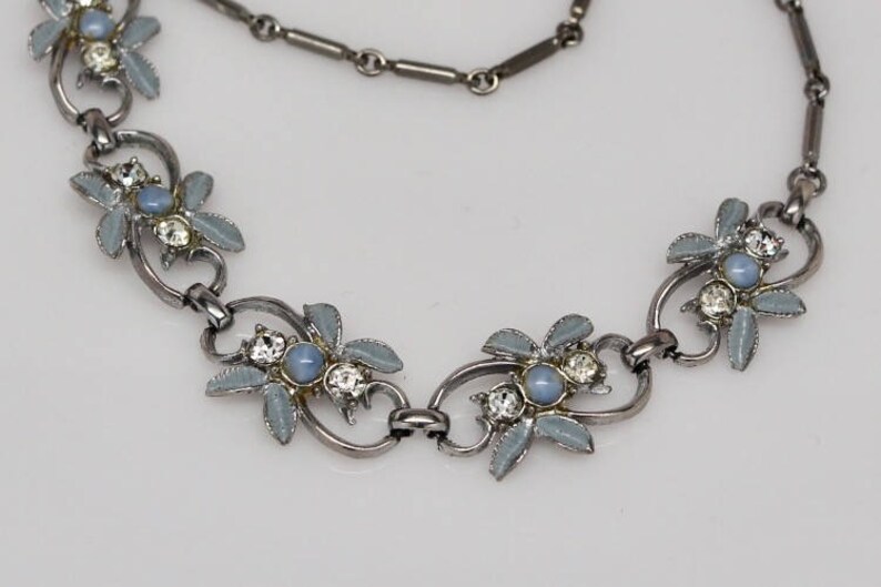 Vintage Blue Link Necklace 15 Long Adjustable | Etsy