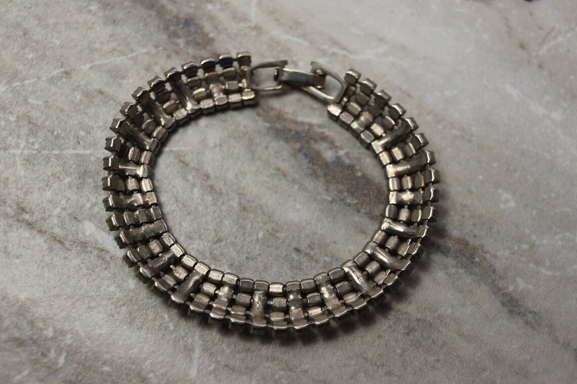 Vintage 4 Row Rhinestone Bracelet Silver Tone Setting | Etsy