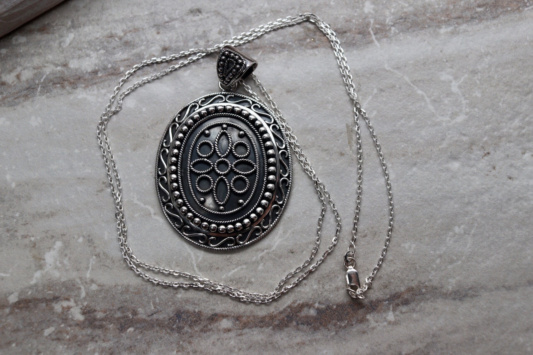 Estate Sterling Silver Pendant necklace 29 sterling chain & | Etsy