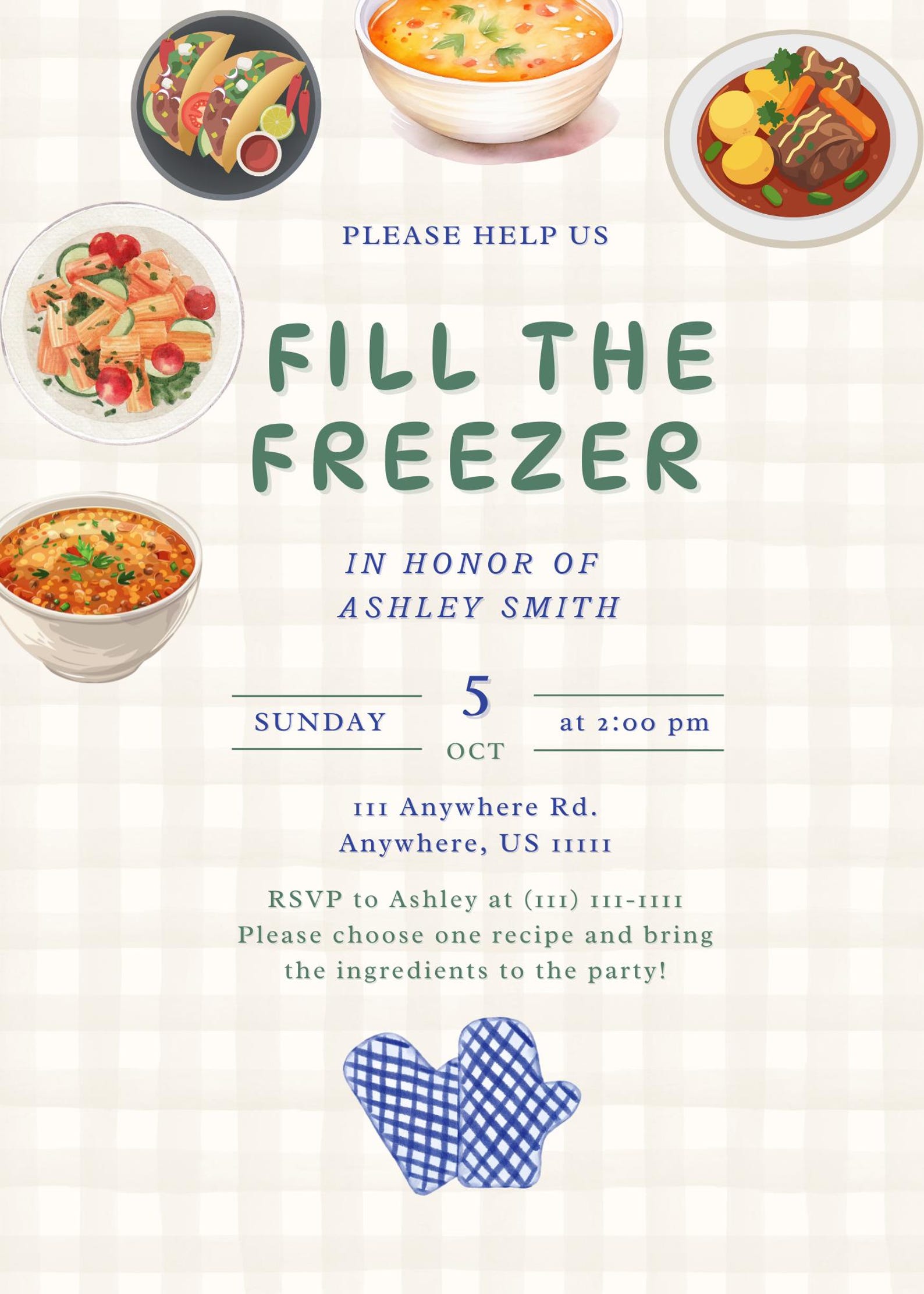Fill the Freezer Meal Prep Party Invitation Digital Download - Etsy